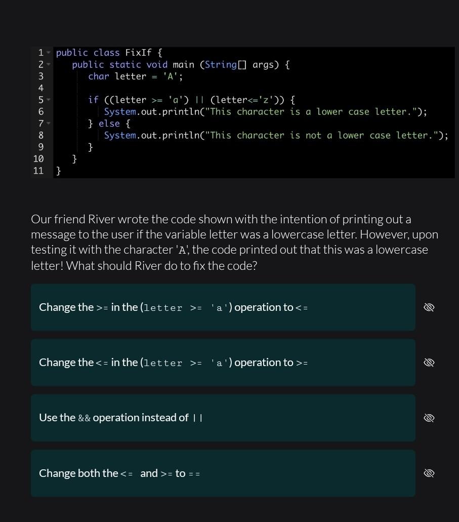 Solved if (( letter >=′a′)∥( letter