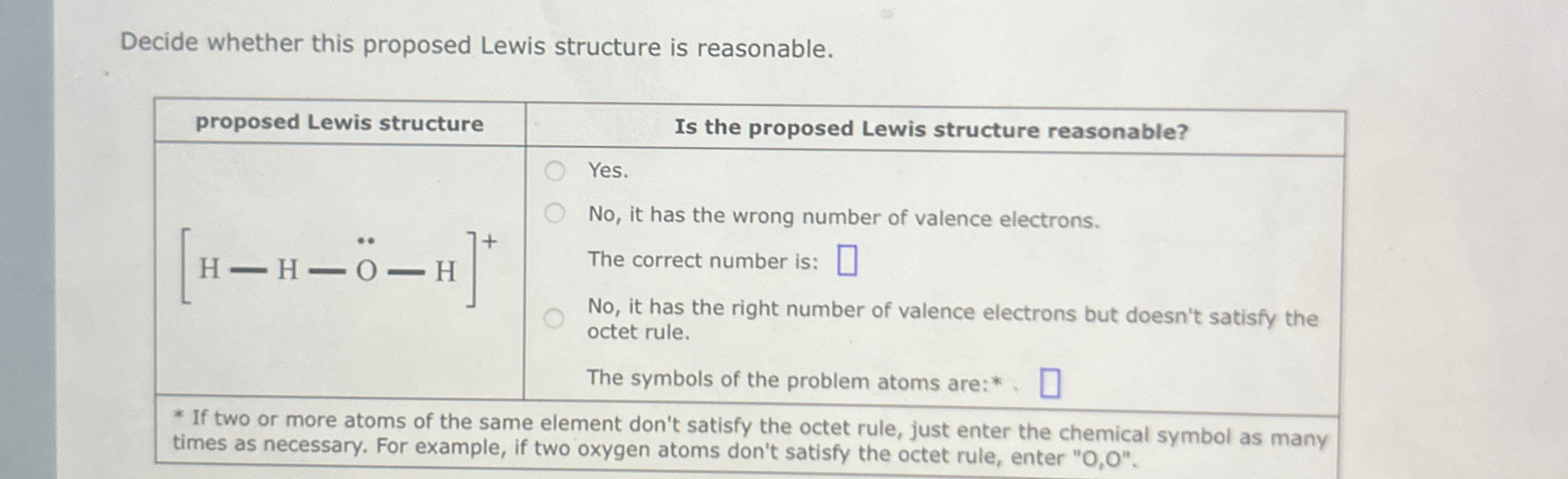 Solved Decide whether this proposed Lewis structure is | Chegg.com