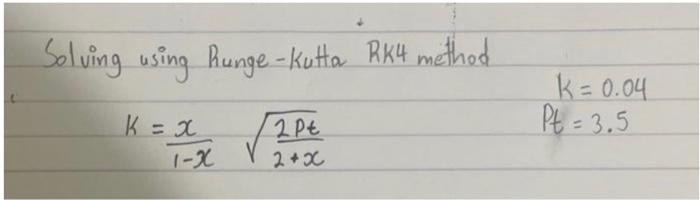 Solved solve following equation using runge kutta RK4 method | Chegg.com