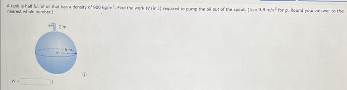 Solved A tank is full of water. Find the work (in ft-lb) | Chegg.com