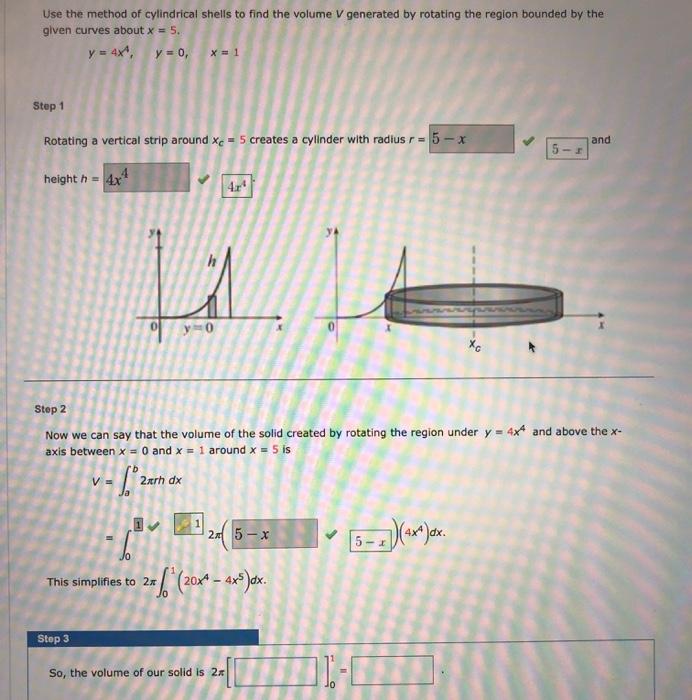 Solved Use the method of cylindrical shells to find the | Chegg.com