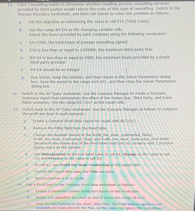 11. Cairo Consulting wants to determine whether | Chegg.com
