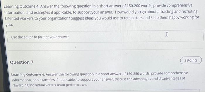Solved Learning Outcome 4. Answer the following question in | Chegg.com