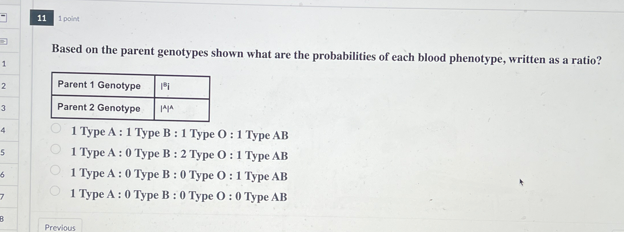 Solved 1 ﻿pointBased on the parent genotypes shown what are | Chegg.com