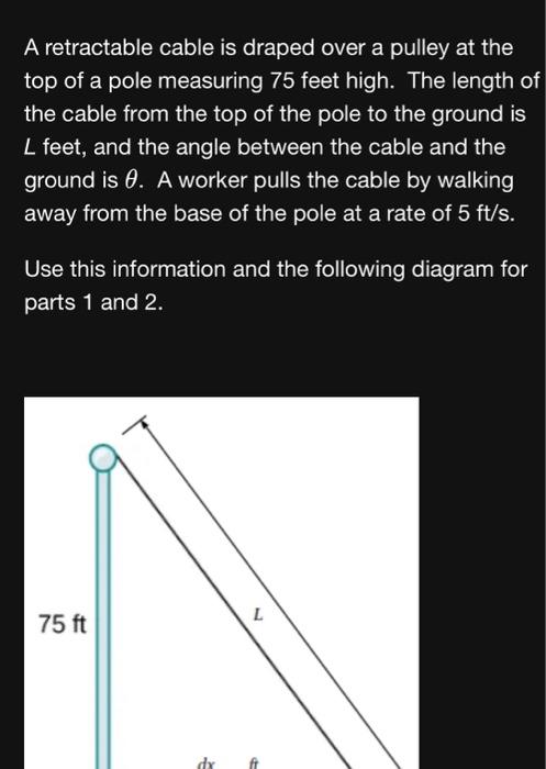 Solved A retractable cable is draped over a pulley at the | Chegg.com
