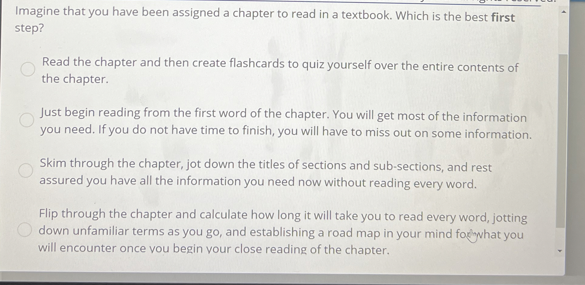 Solved Imagine that you have been assigned a chapter to read | Chegg.com