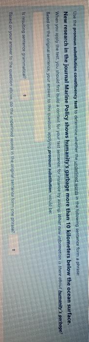 Use the pronoun substitution constituency test to | Chegg.com