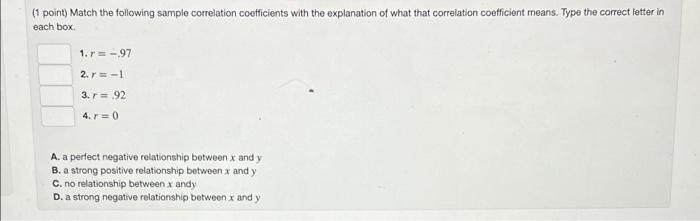 Solved (1 point) Match the following sample correlation | Chegg.com