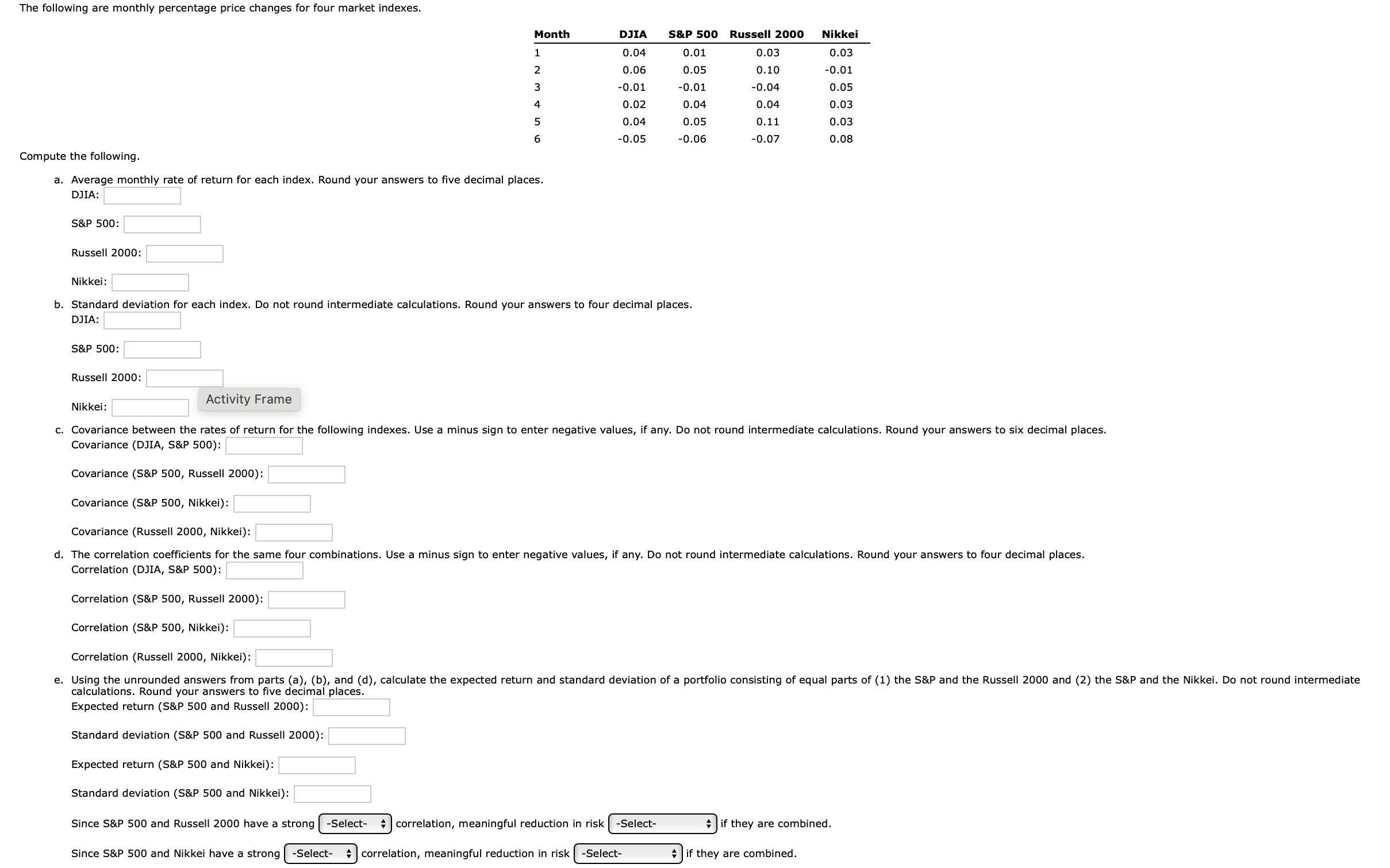 Solved The following are monthly percentage price changes | Chegg.com