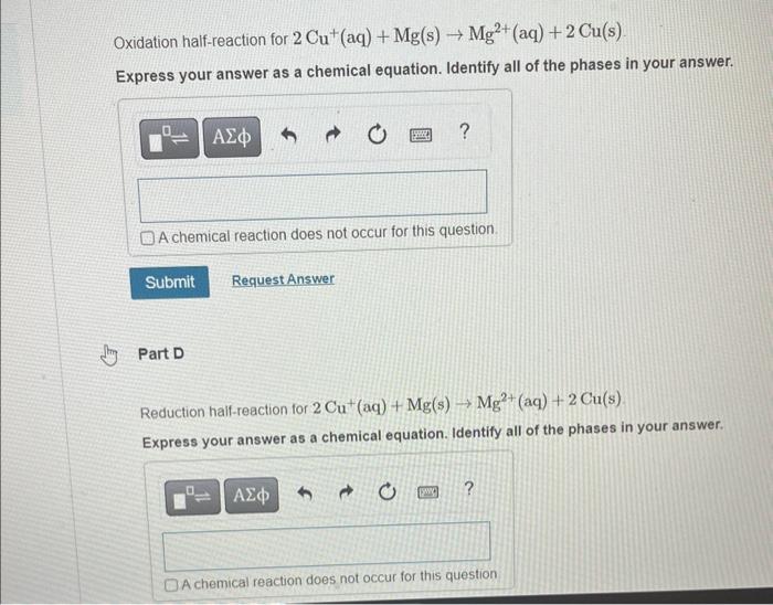 Solved Oxidation half-reaction for | Chegg.com