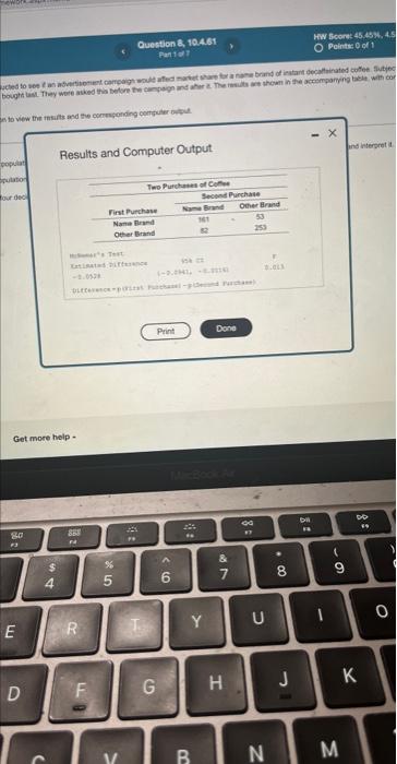 Solved Results and Computer Output. ind intersent 1 trough | Chegg.com