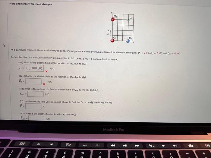Solved Field and force with three charges At a particular | Chegg.com