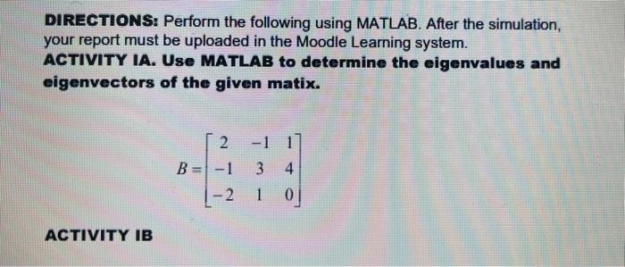 Solved DIRECTIONS: Perform the following using MATLAB. After | Chegg.com