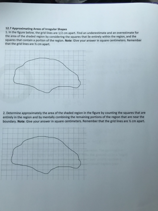 Solved 12.7 Approximating Areas of Irregular Shapes 1. In | Chegg.com