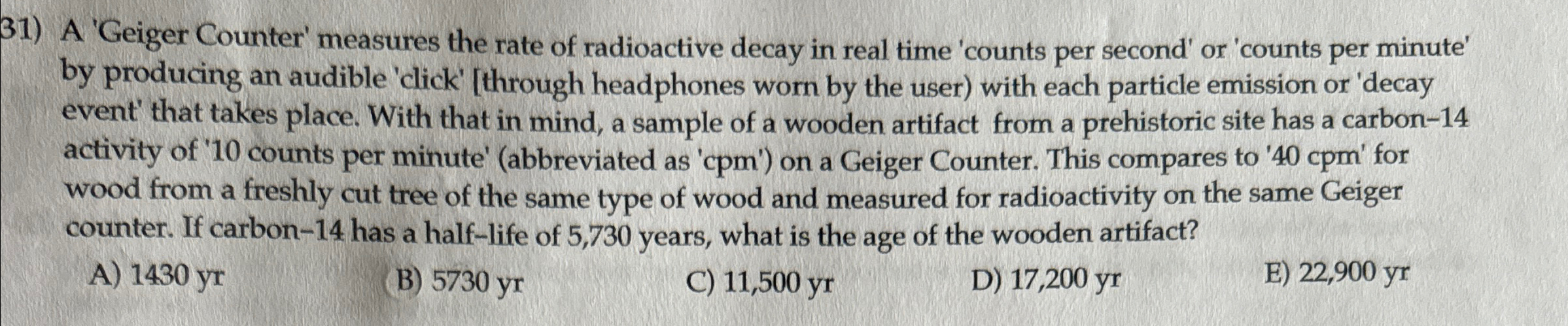 Solved A 'Geiger Counter' measures the rate of radioactive | Chegg.com