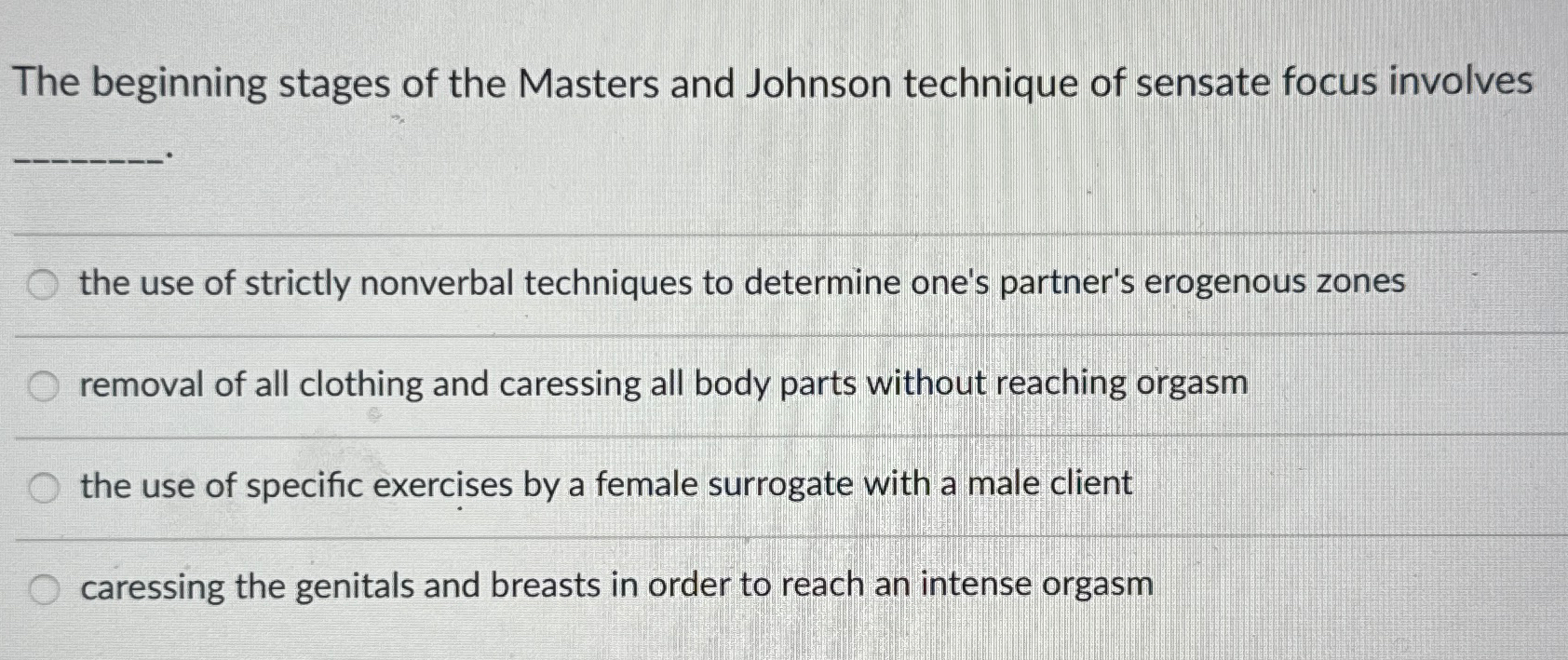 Solved The beginning stages of the Masters and Johnson | Chegg.com