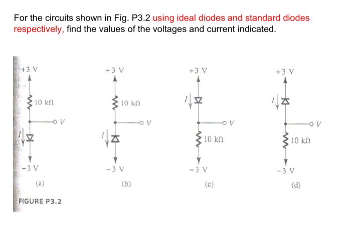 Solved For the circuits shown in Fig. P3.2 using ideal | Chegg.com