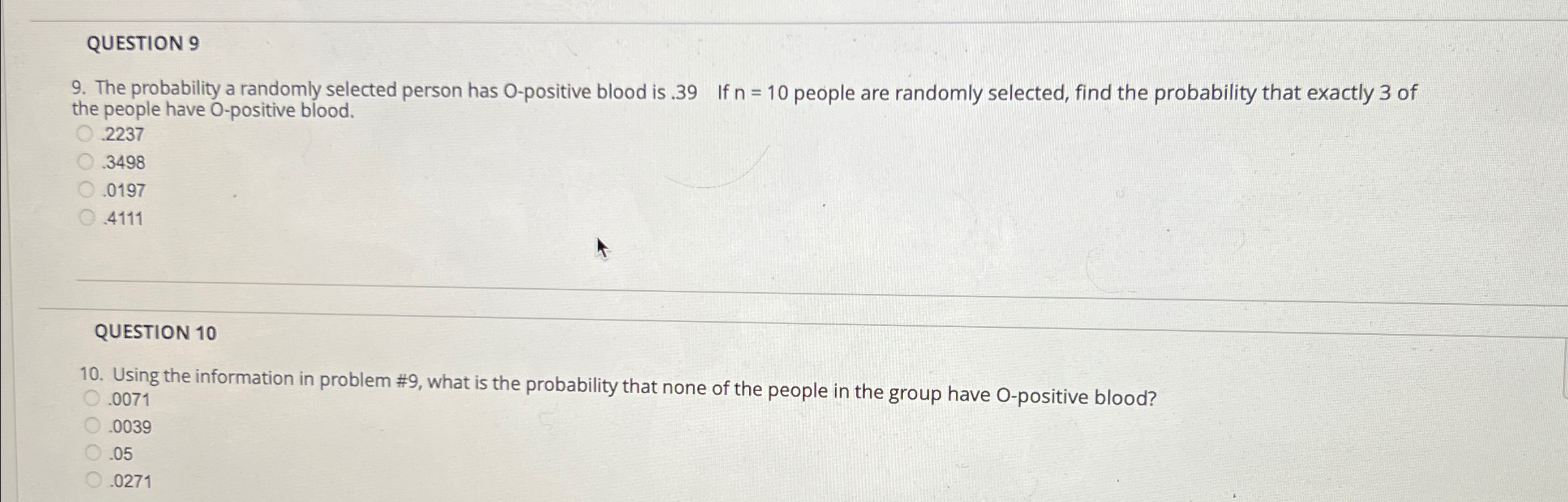 Solved QUESTION 99. ﻿The probability a randomly selected | Chegg.com