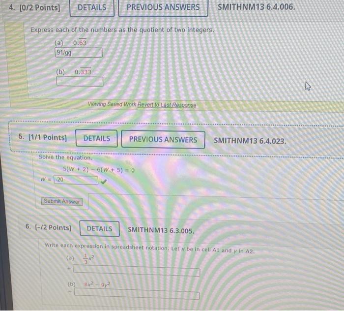 Solved Express each of the numbers as the quotient of two | Chegg.com