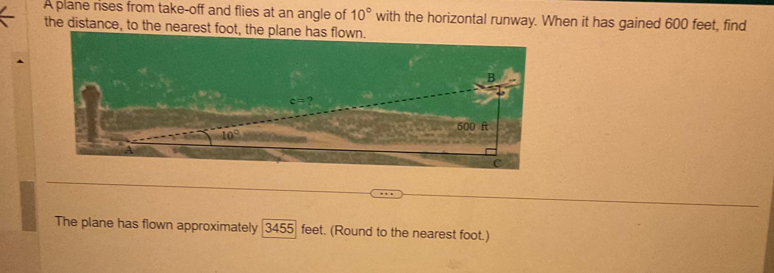Solved A plane rises from take-off and flies at an angle of | Chegg.com