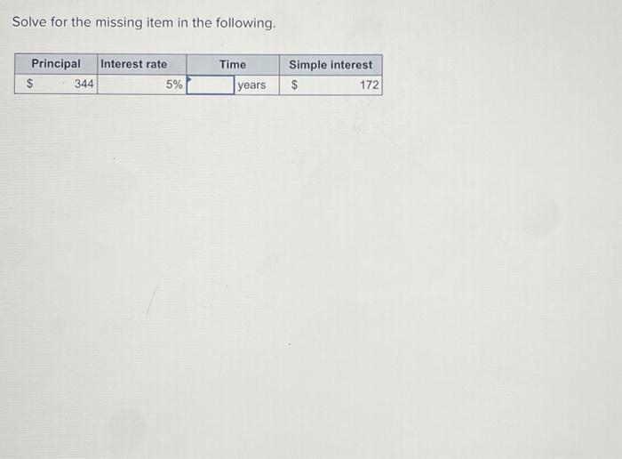 Solved Solve for the missing item in the following. | Chegg.com