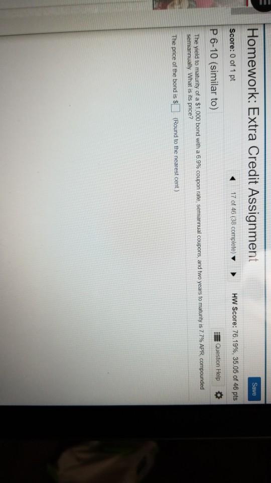 Solved Homework: Extra Credit Assignment Save Score: 0 of 1 | Chegg.com