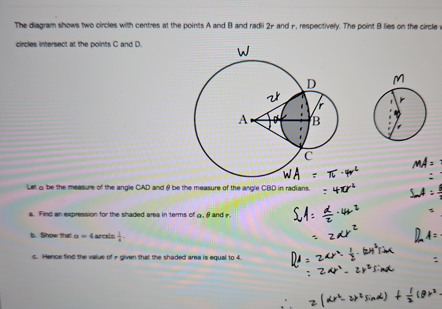 Solved The diagram shows two circles with centres at the | Chegg.com
