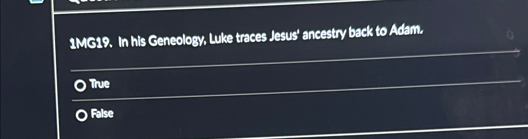 Solved IMG19. ﻿In his Geneology, Luke traces Jesus' ancestry | Chegg.com