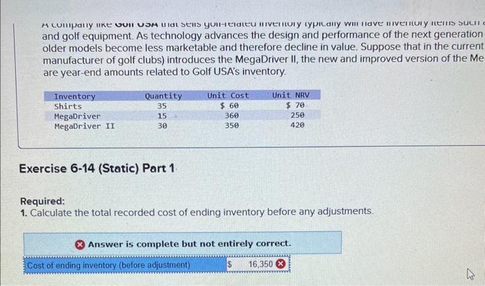 Solved Required information Exercise 6-14 (Static) Calculate | Chegg.com