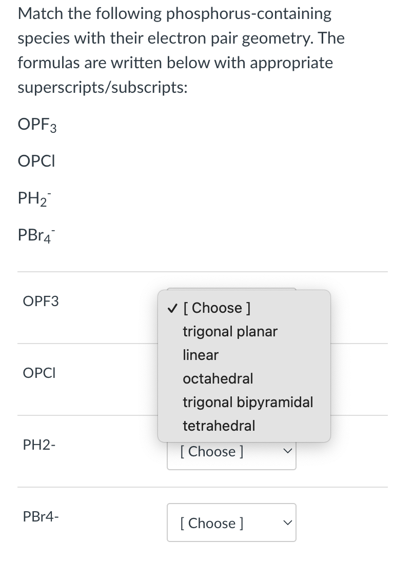 Solved For the following molecules, identify | Chegg.com