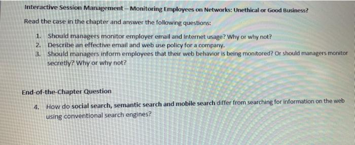 Solved Interactive Session Management - Monitoring Employees | Chegg.com