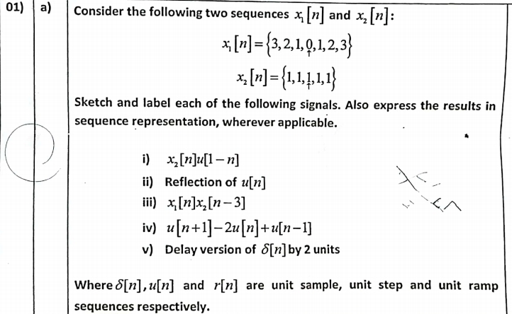 Consider the following two sequences x1[n] ﻿and x2[n] | Chegg.com