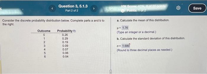 Solved Consider the discrete probability distribution below. | Chegg.com