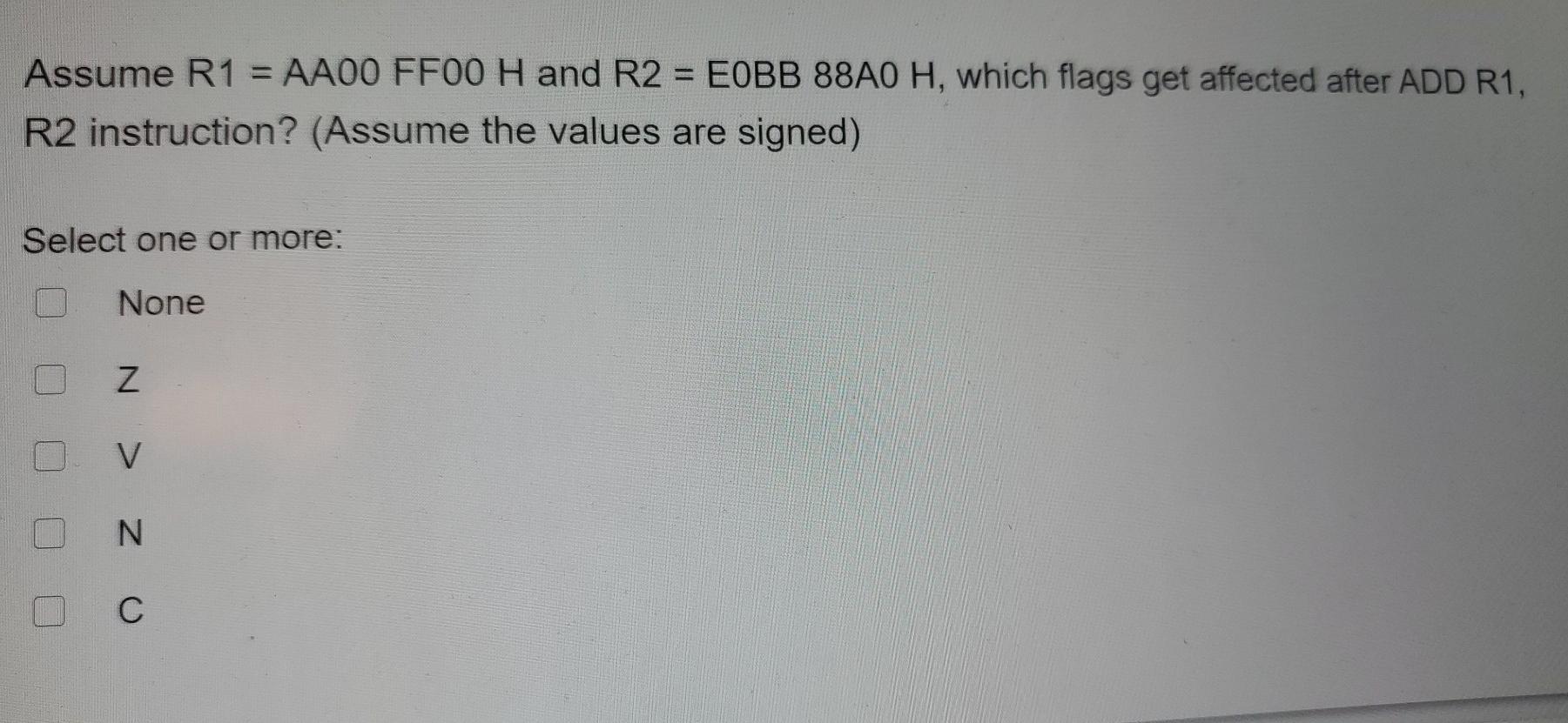 Solved Assume R1 = C3A0 0000 H, what will be the content of | Chegg.com