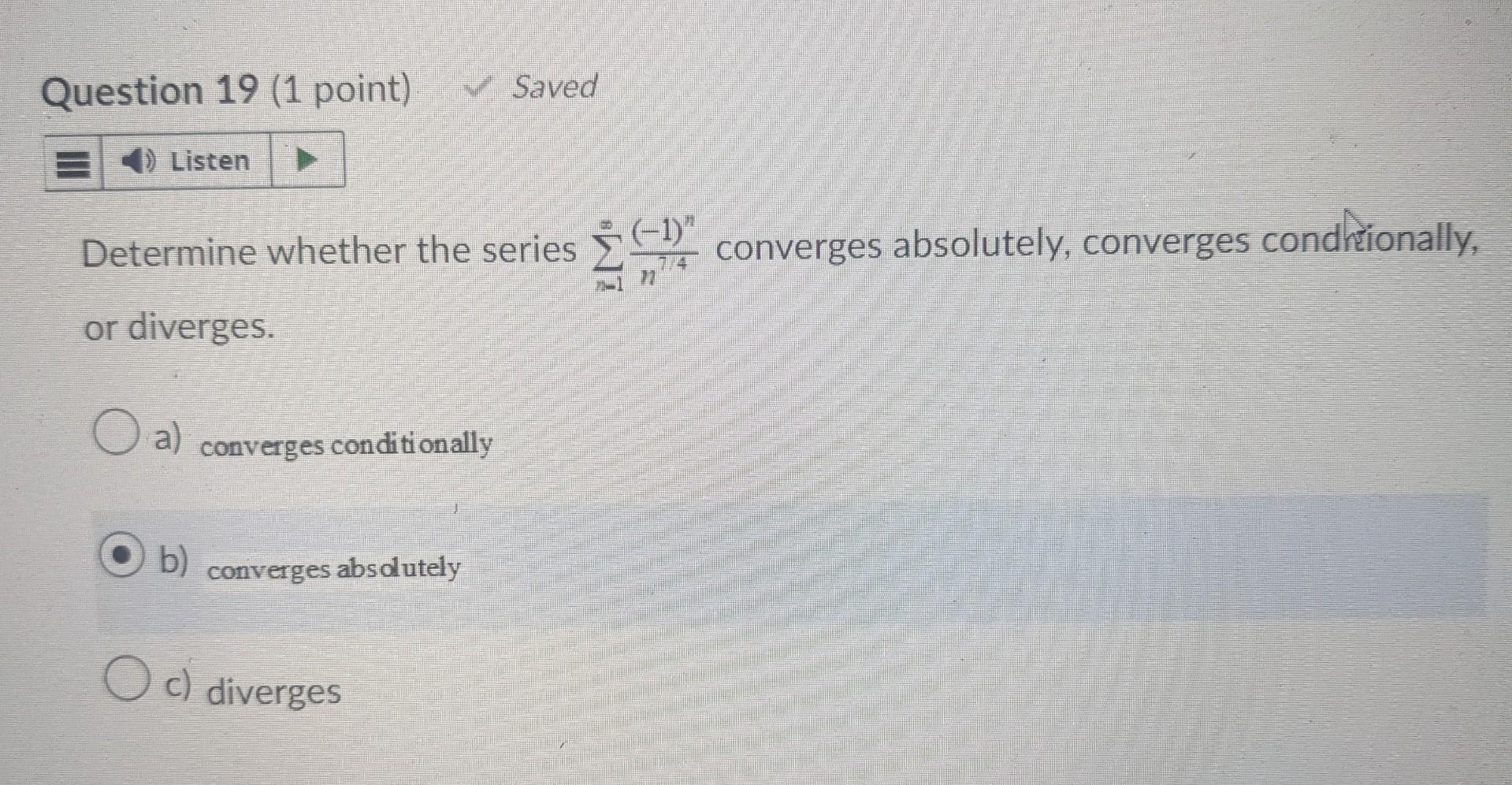 Solved Determine whether the series ∑m=1∞n14(−1)n converges | Chegg.com