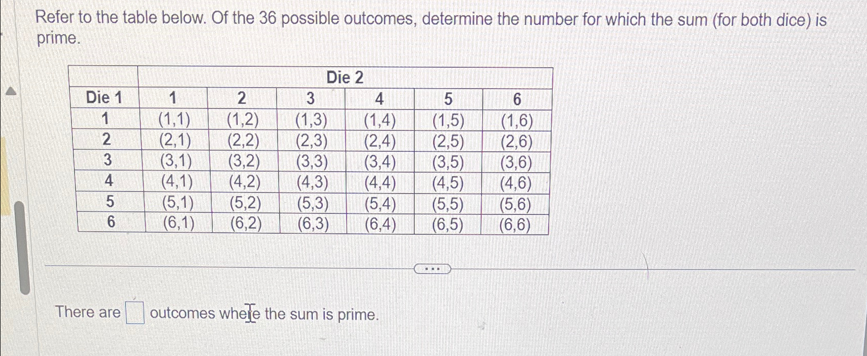 Solved Refer to the table below. Of the 36 ﻿possible | Chegg.com