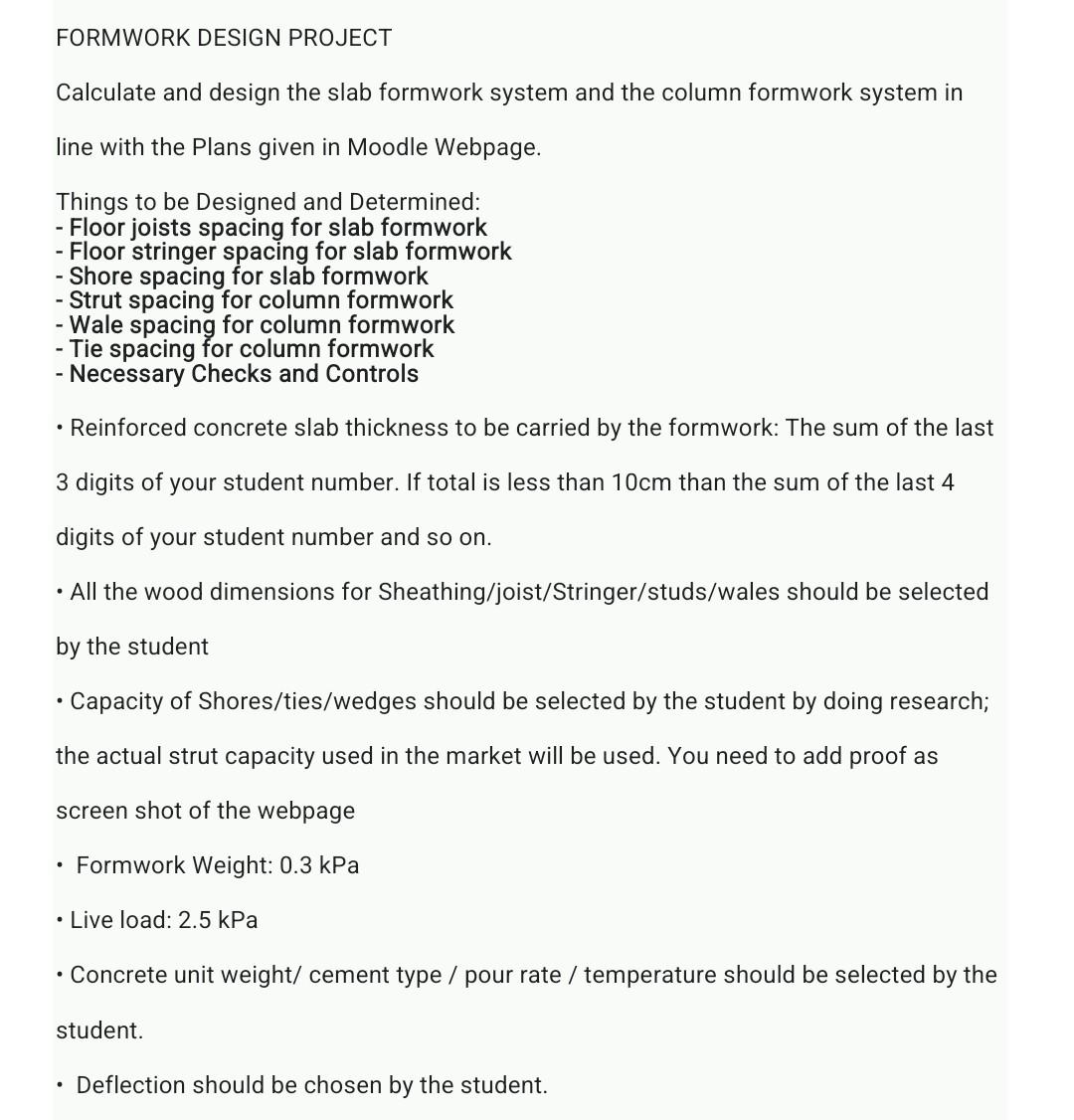 Solved Design a slab formwork and a wall formwork . with | Chegg.com