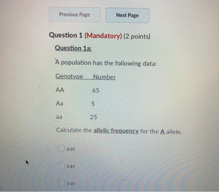 Solved Previous Page Next Page Question 1 (Mandatory) (2 | Chegg.com