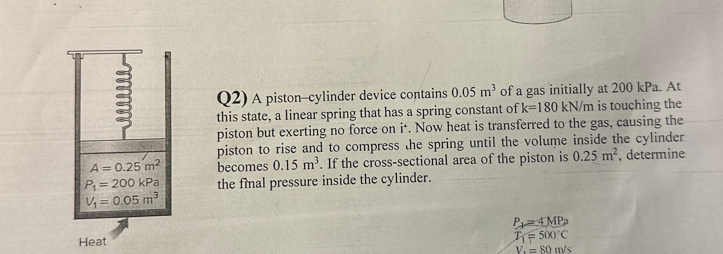Solved Q2) ﻿A piston-cylinder device contains 0.05m3 ﻿of a | Chegg.com