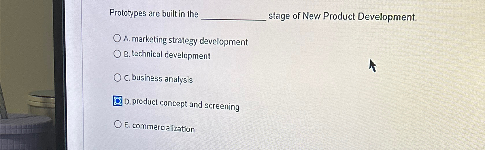Solved Prototypes are built in the ﻿stage of New Product | Chegg.com