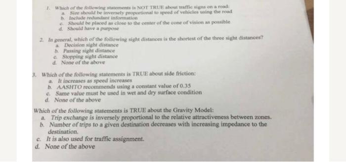 Solved 1. Which of the following statements NOT TRUE about | Chegg.com