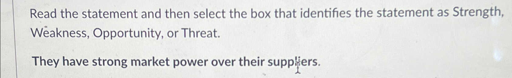 Solved Read the statement and then select the box that | Chegg.com
