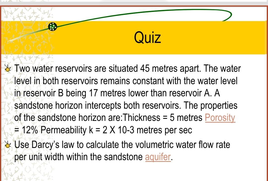 Solved Two water reservoirs are situated 45 metres apart. | Chegg.com