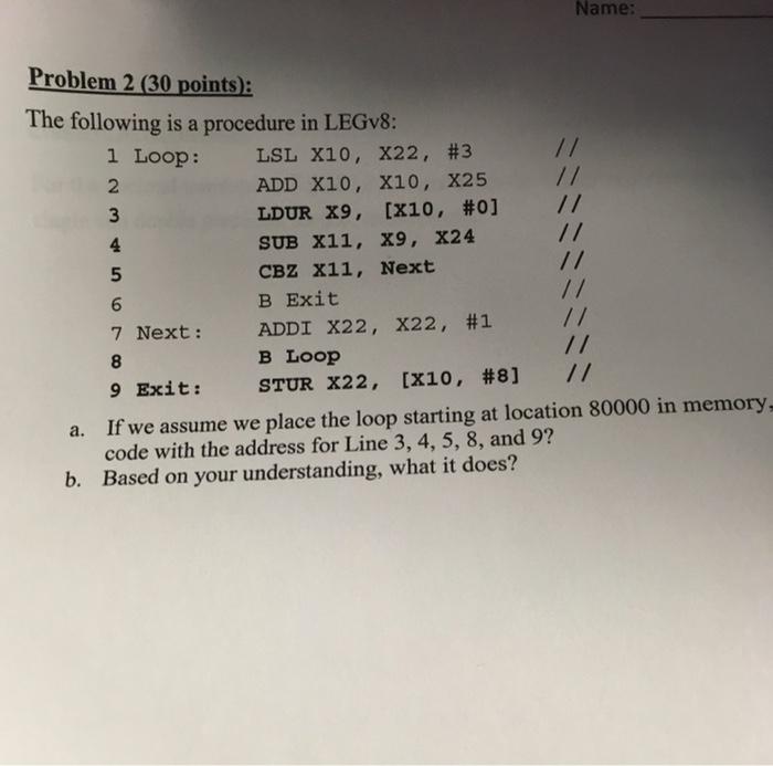 Solved Problem 2 (30 points): The following is a procedure | Chegg.com