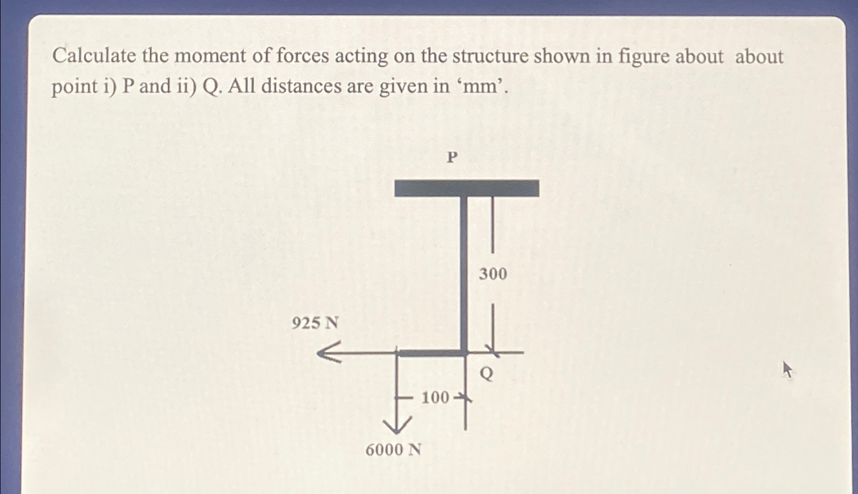 Solved Calculate the moment of forces acting on the | Chegg.com