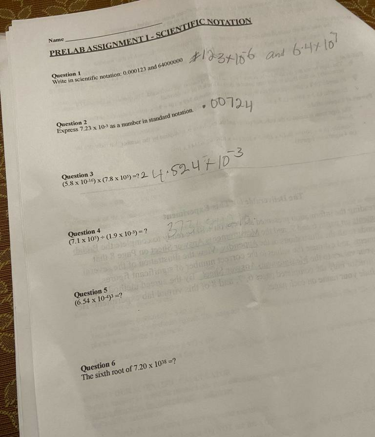 Solved PRELAB ASSIGNMENTI - SCIENTIAE NOTATION Write in | Chegg.com