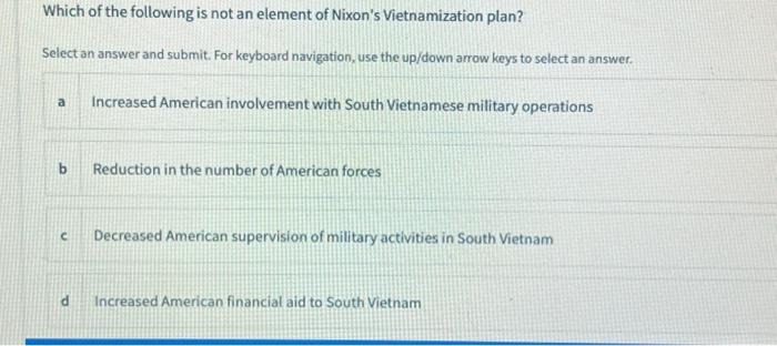 Which of the following is not an element of Nixon's | Chegg.com