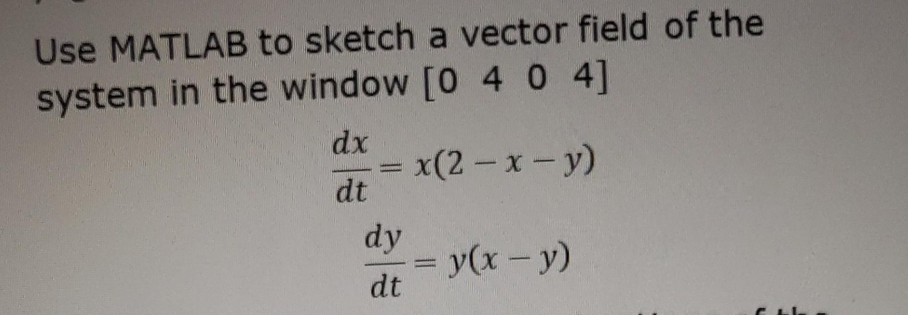 Solved Use MATLAB to sketch a vector field of the system in | Chegg.com