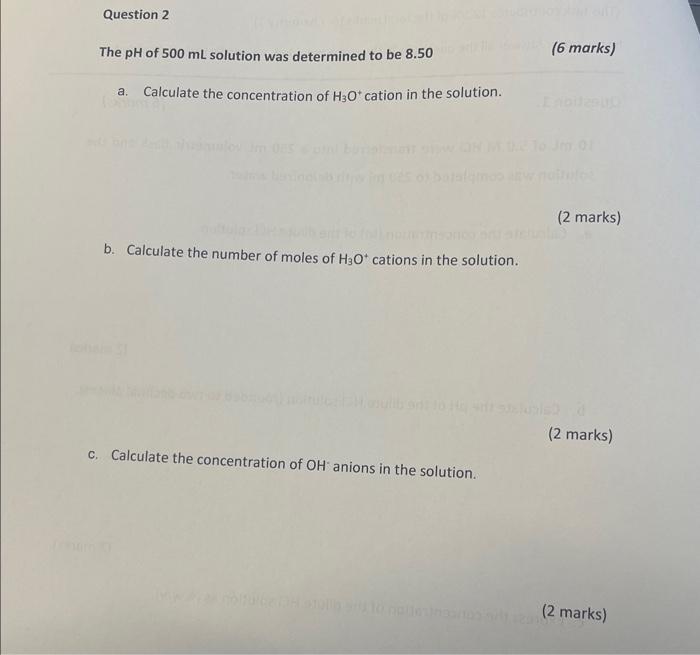 Solved a. Calculate the concentration of H3O+cation in the | Chegg.com