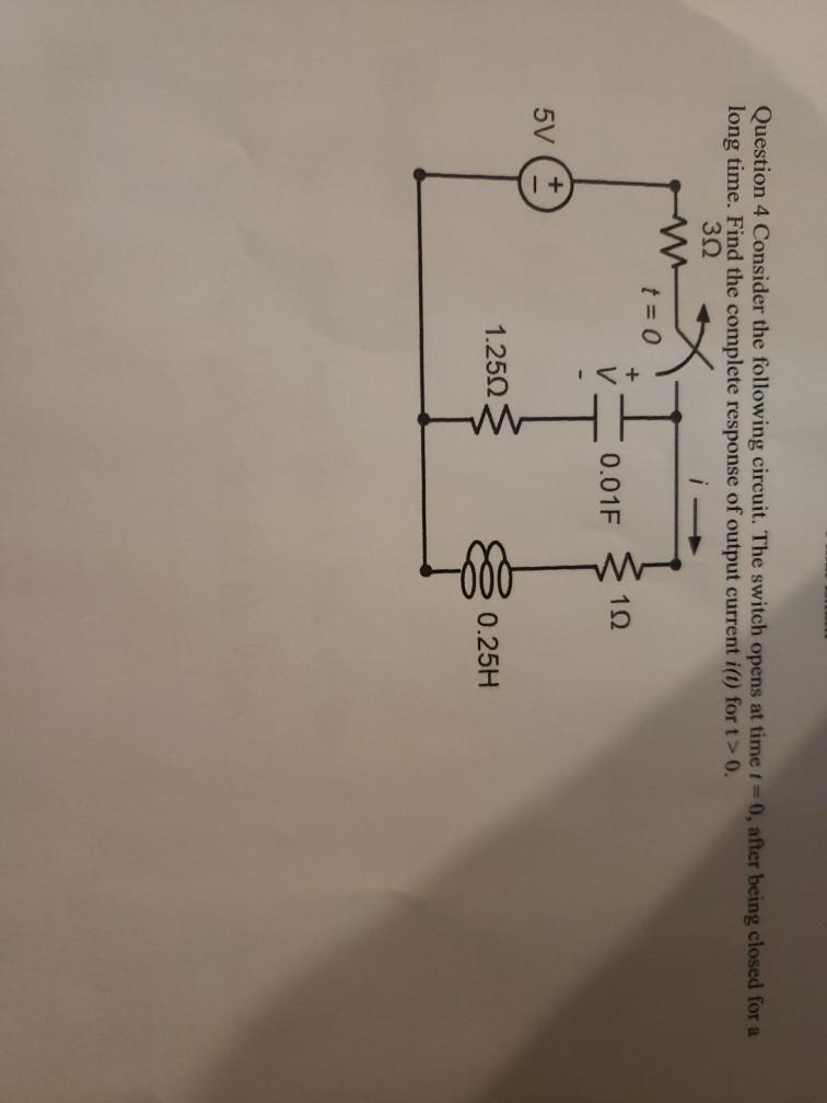 Solved Question 4 Consider the following circuit. The switch | Chegg.com